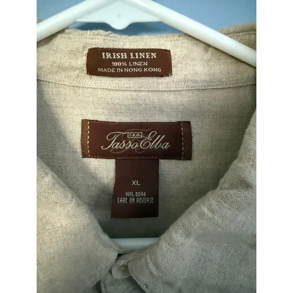 Tasso Elba | Shirts | Vintage Tasso Elba 0 Irish Linen Shirt Xl Beige ...